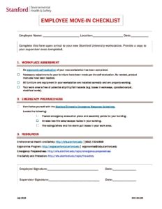 employee move in checklist – Stanford Environmental Health & Safety