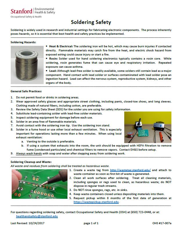Solder Station Poster Stanford Environmental Health Safety Solder Station Poster Stanford Environmental Health Safety